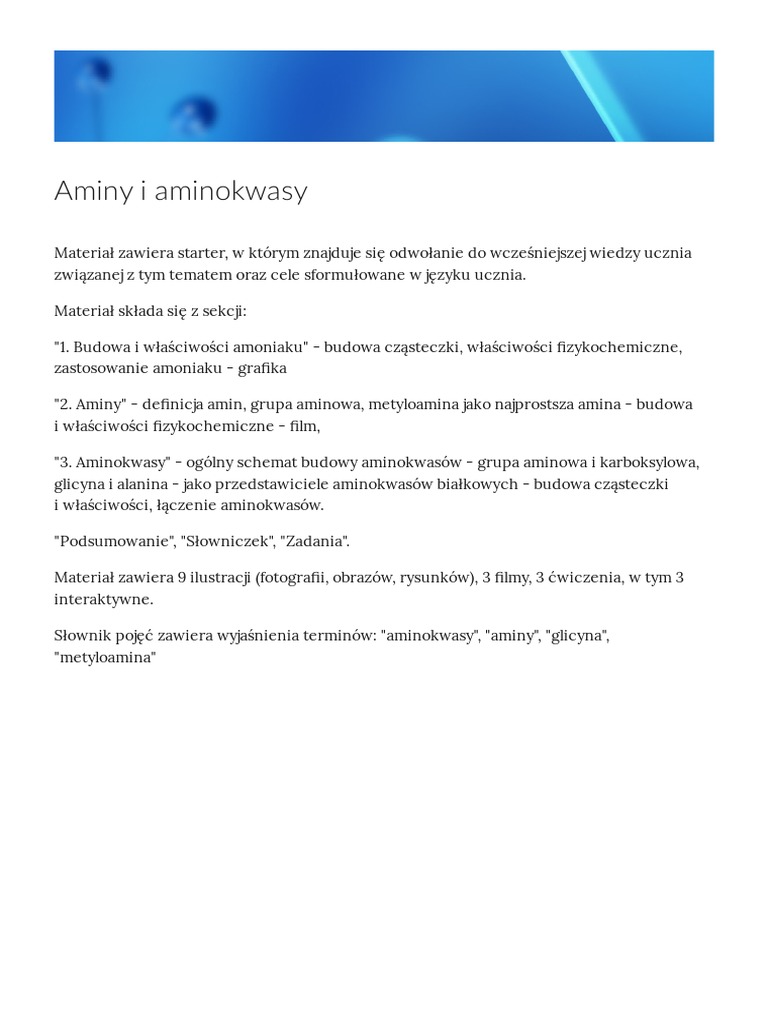 Aminy I Aminokwasy | PDF