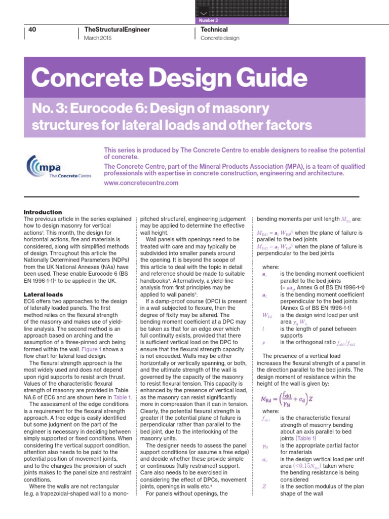 Eurocode 6: Lateral Load Design Guide | PDF | Masonry | Concrete