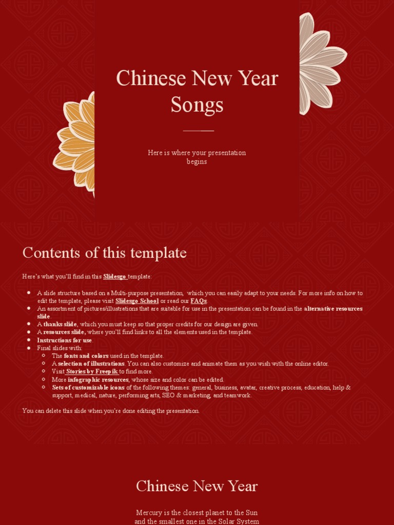 Chinese New Year Song by Slidesgo | PDF | Planets | Mercury (Planet)