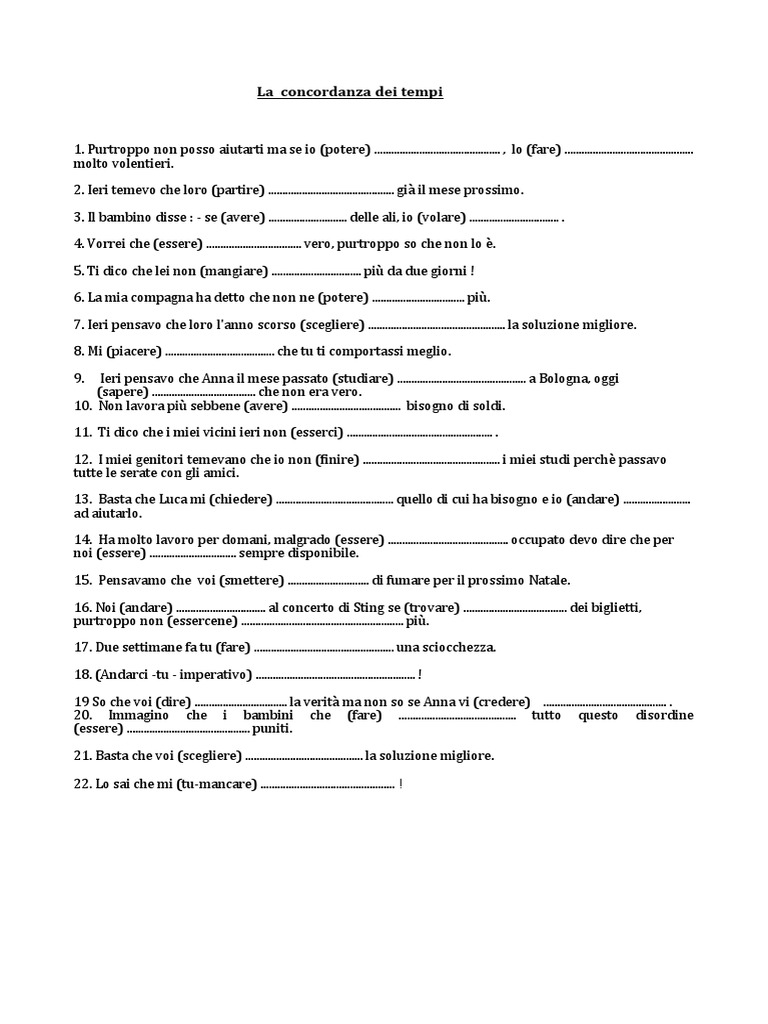 Concordanza Dei Tempi | PDF