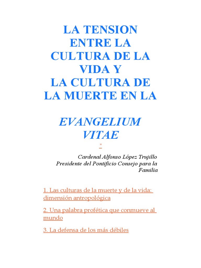 Evangelium Vitae-Tesis | PDF | Amor | Doctrina social católica
