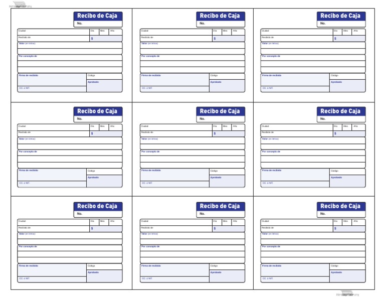 Plantilla de Recibo de Caja Editable | PDF