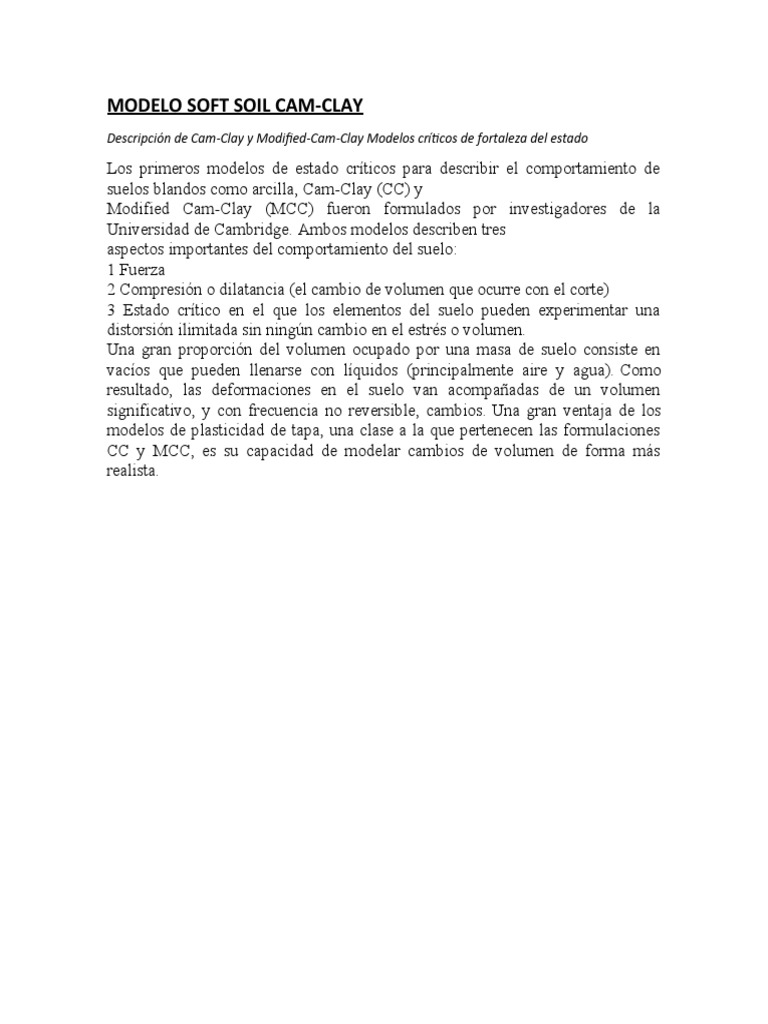 Modelos Cam-Clay para Suelos Blandos | PDF | Ciencia y matemáticas