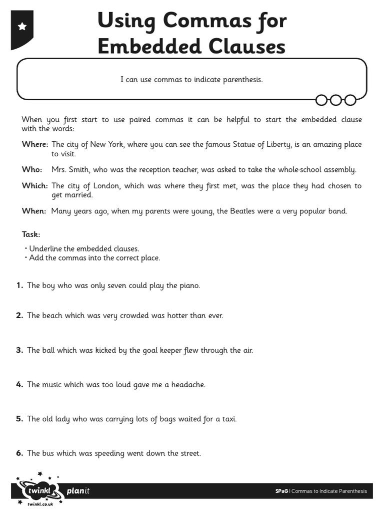 Using Commas for Embedded Clauses | PDF | Clause | Language Mechanics