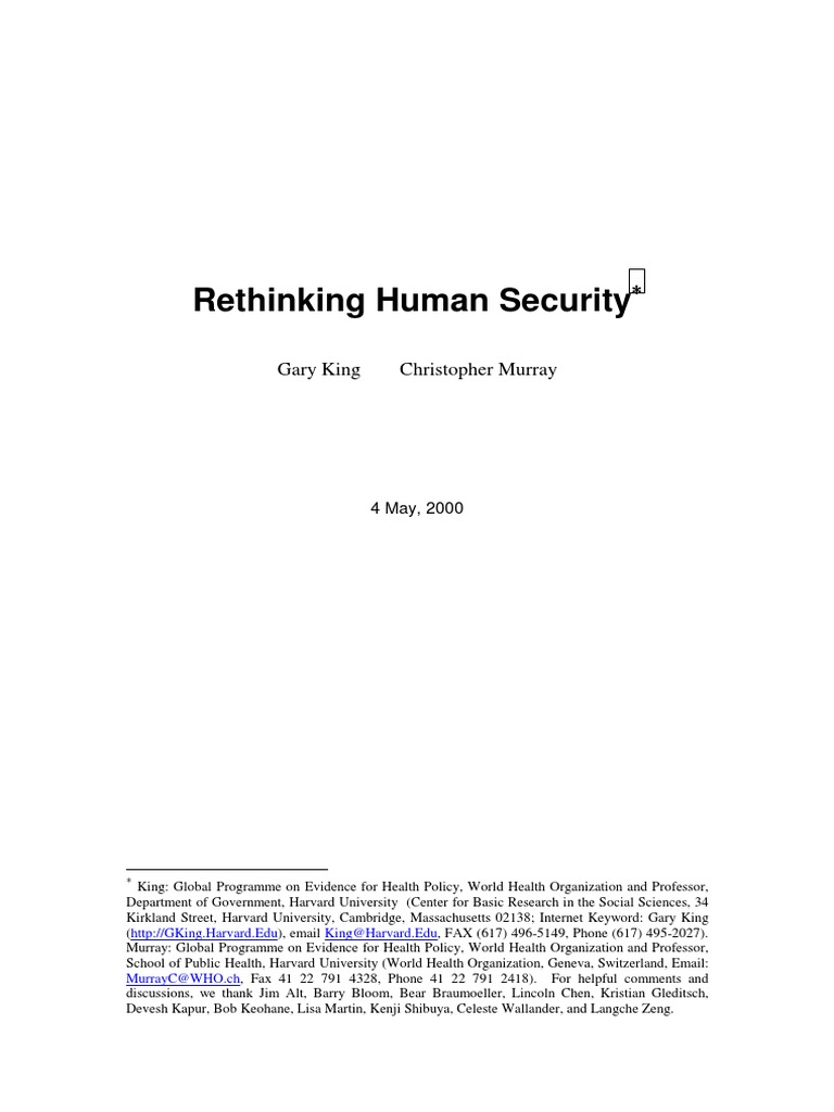 Rethinking Human Security | PDF | Human Security | Quality Of Life
