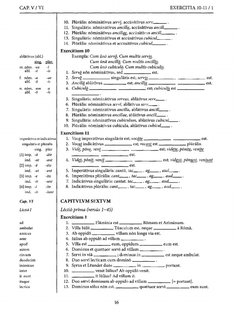 Exercitia Capitulum Sextum Via Latina | PDF