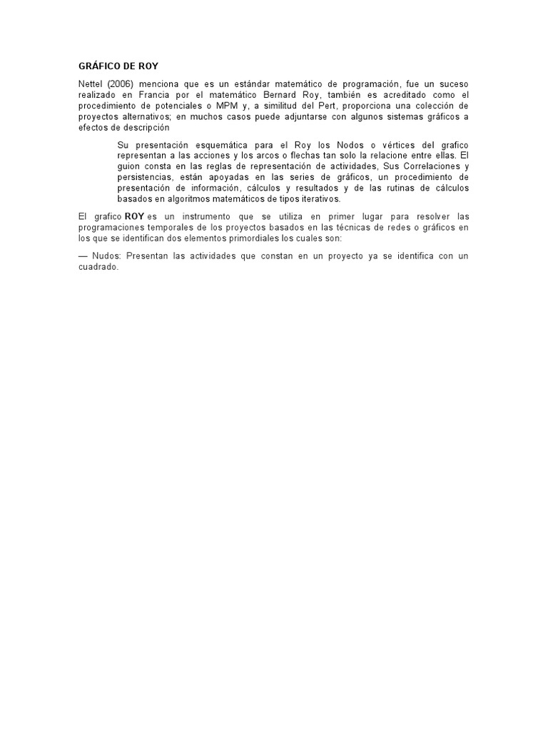Diagrama y Método de Roy en Proyectos | PDF | Informática teórica ...