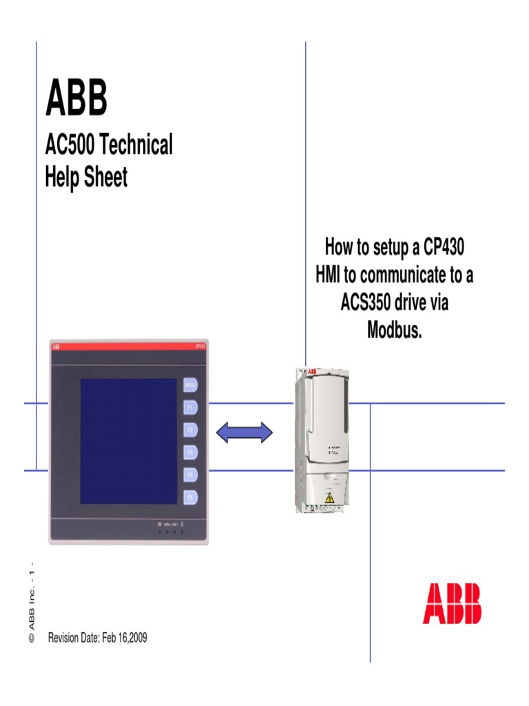AC500 Technical Help Sheet: How To Setup A CP430 HMI To Communicate To ...