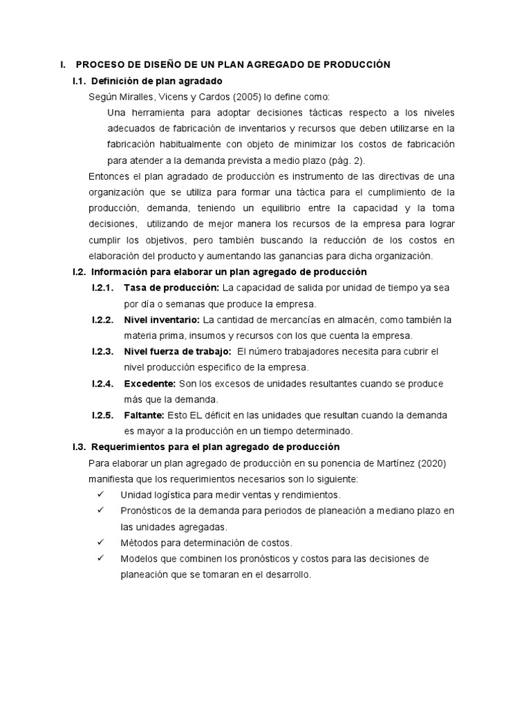 Proceso de Diseño de Un Plan Agregado de Producción | PDF | Inventario | Planificación
