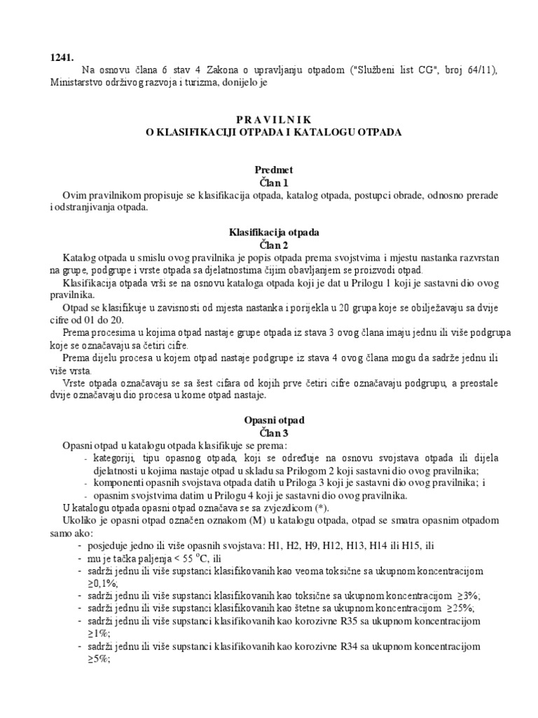 Vrste Otpad Sifre | PDF