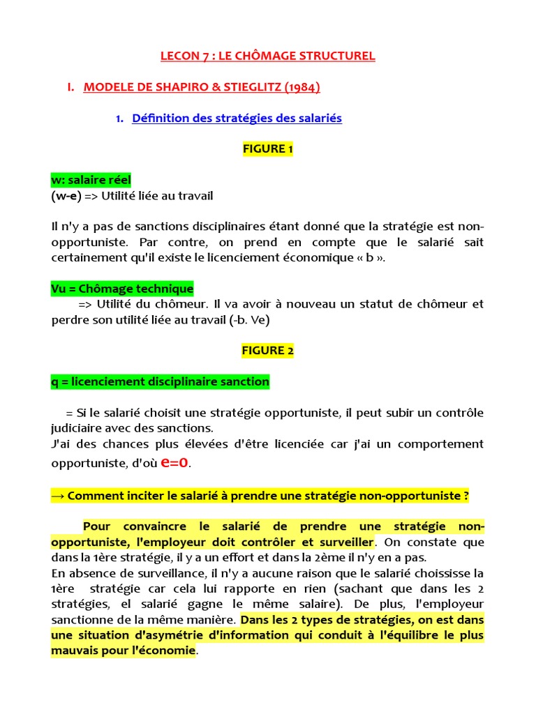 Chômage Structurel: Modèle Shapiro-Stieglitz | PDF | Chômage | Sciences sociales