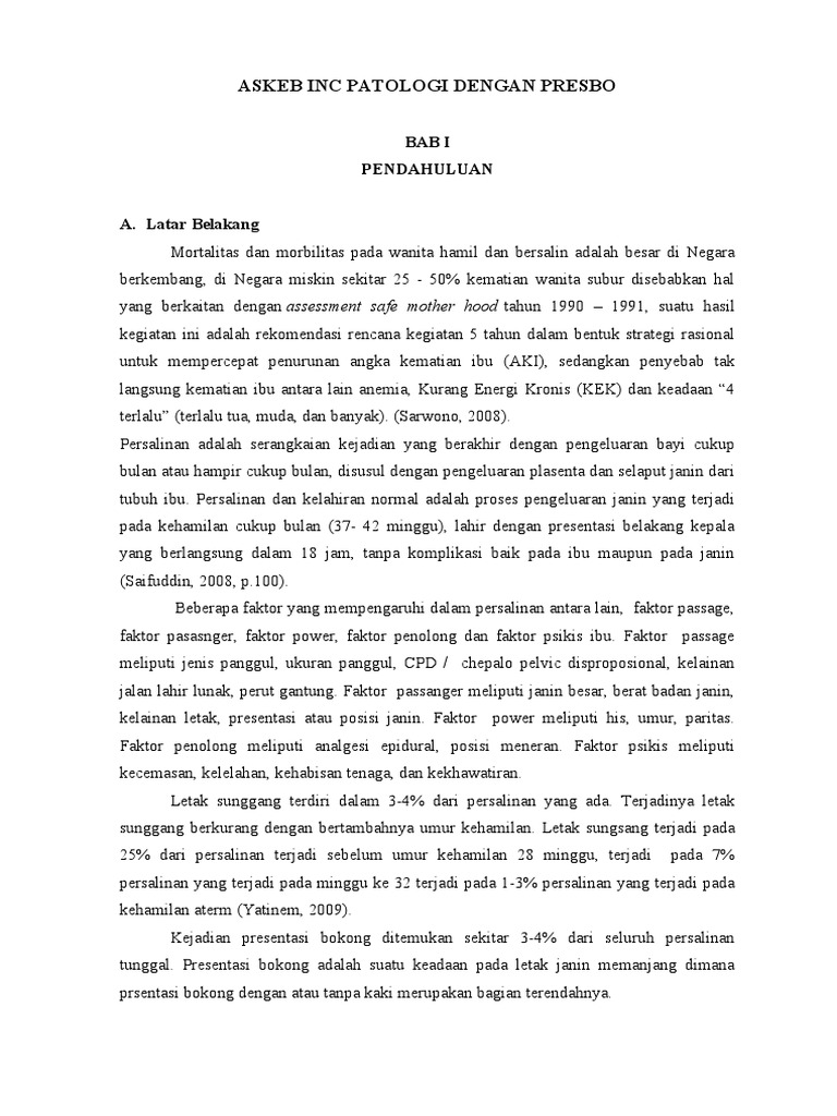 Askeb Inc Patologi Dengan Presbo | PDF