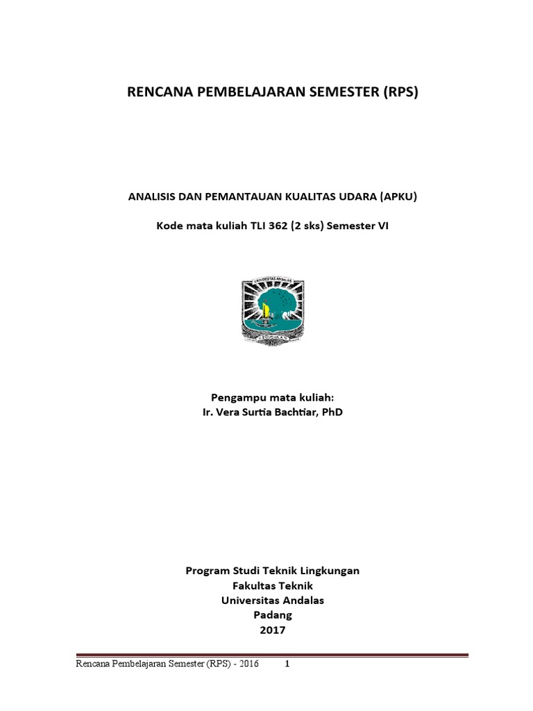 RPS Analisis Pemantauan Kualitas Udara | PDF | Seni | Sains & Matematika