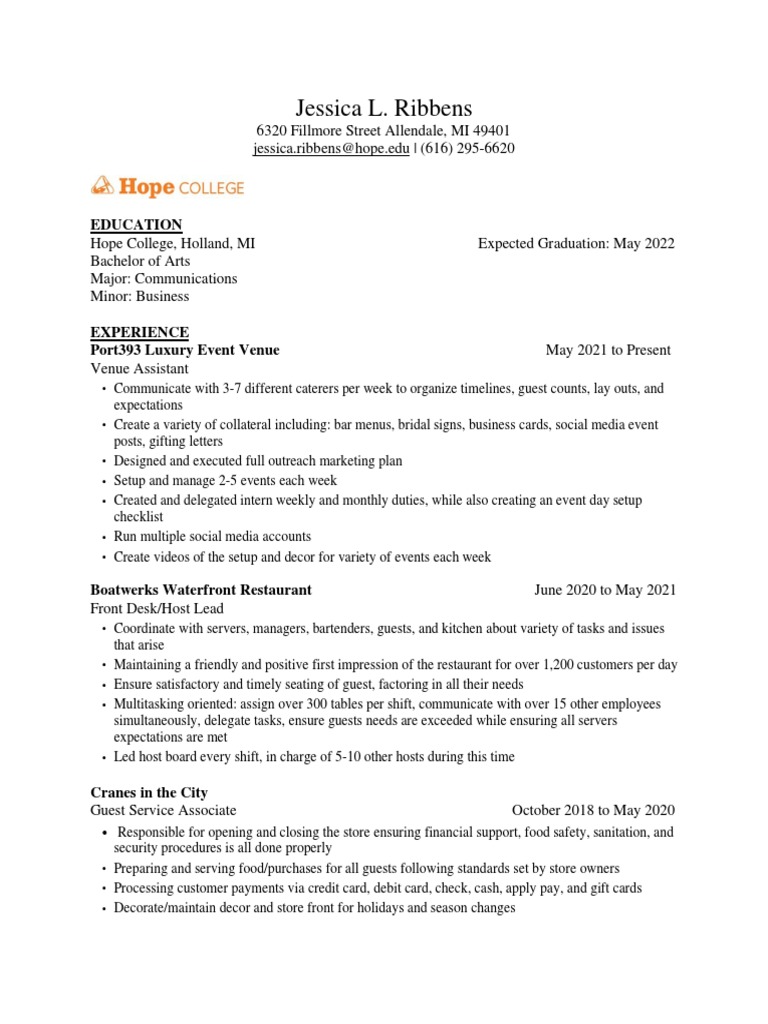 Jessica Ribbens Resume | PDF | Marketing | Social Media