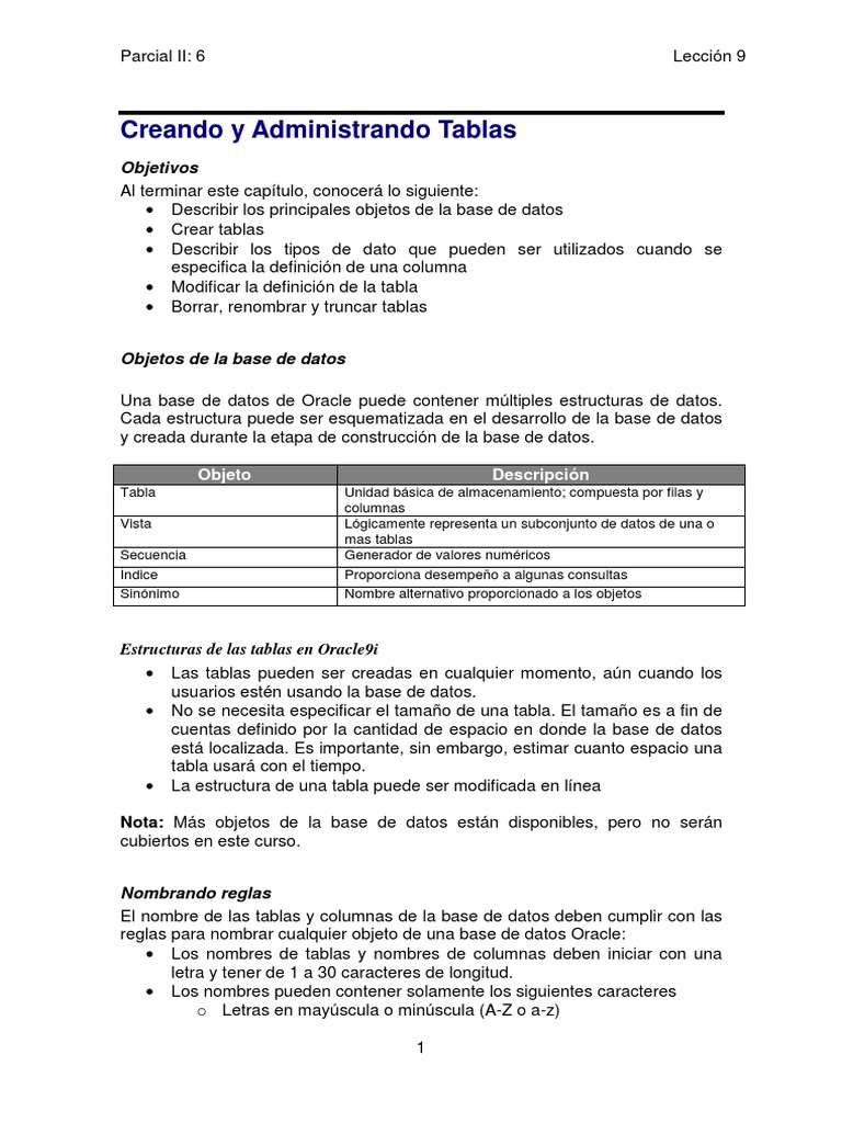 Crear y Administrar Tablas | Download Free PDF | Bases de datos | SQL Crear y Administrar Tablas | Download Free PDF | Bases de datos | SQL