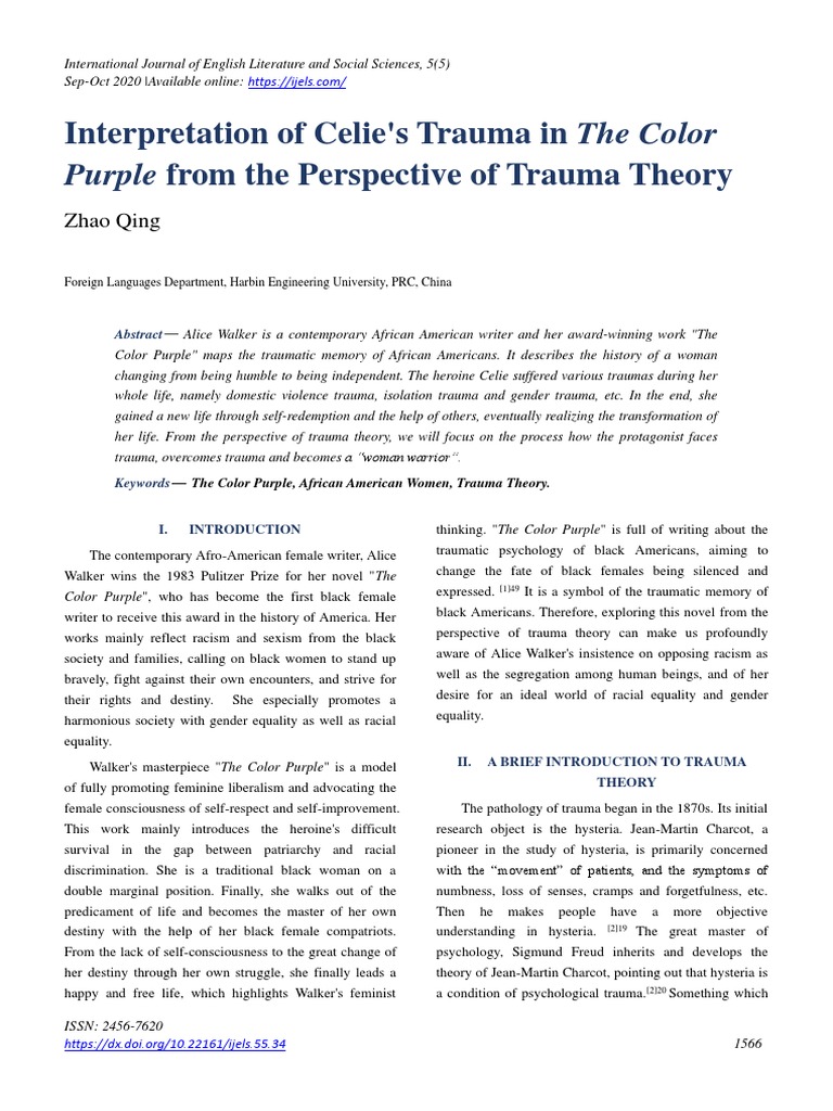 Color Is Purple 109202056 Interpretation | PDF | Psychological Trauma ...
