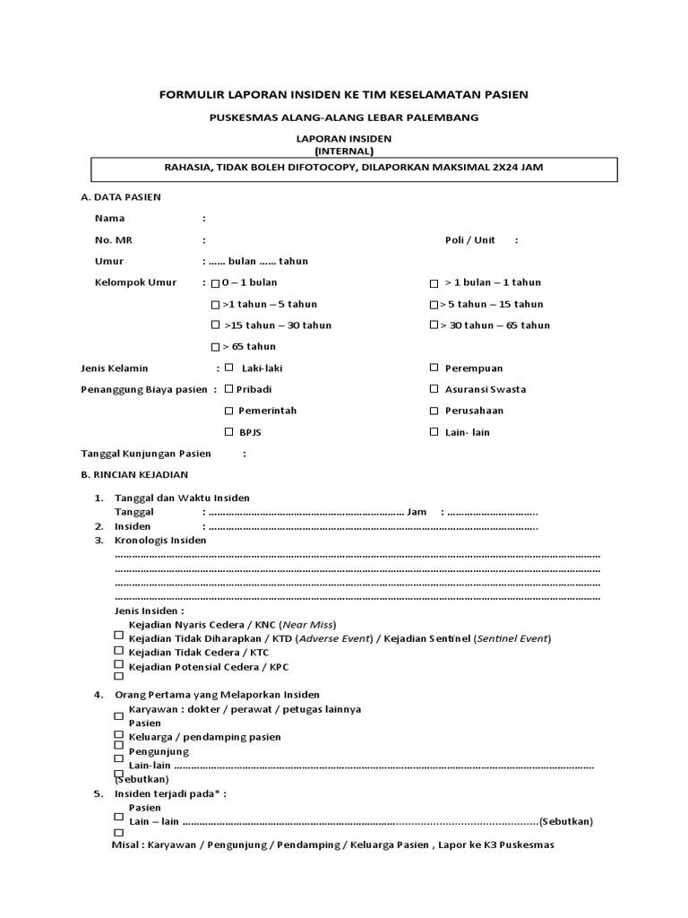 Form Laporan Insiden | PDF