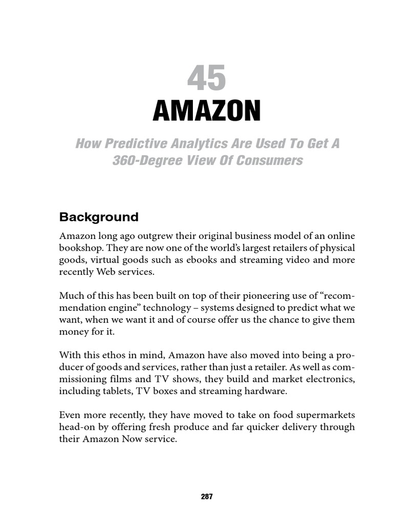 Amazon's Use of Predictive Analytics | PDF | Online Shopping | Retail