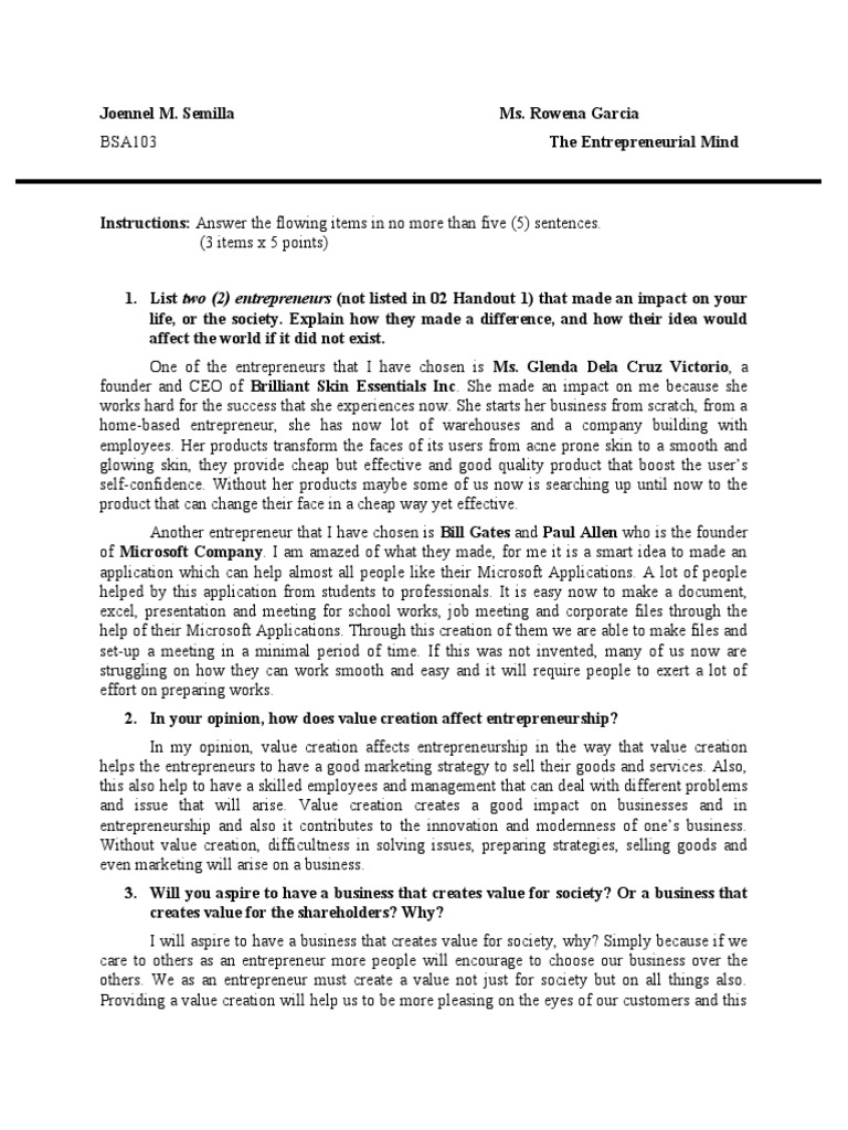 Entrep Act Semilla | PDF | Entrepreneurship | Cognition