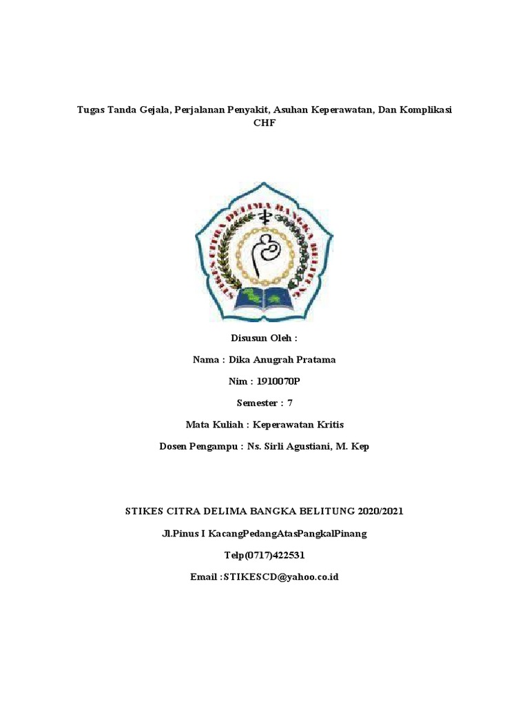 Tugas Tanda Gejala, Perjalanan Penyakit, Asuhan Keperawatan Dan ...