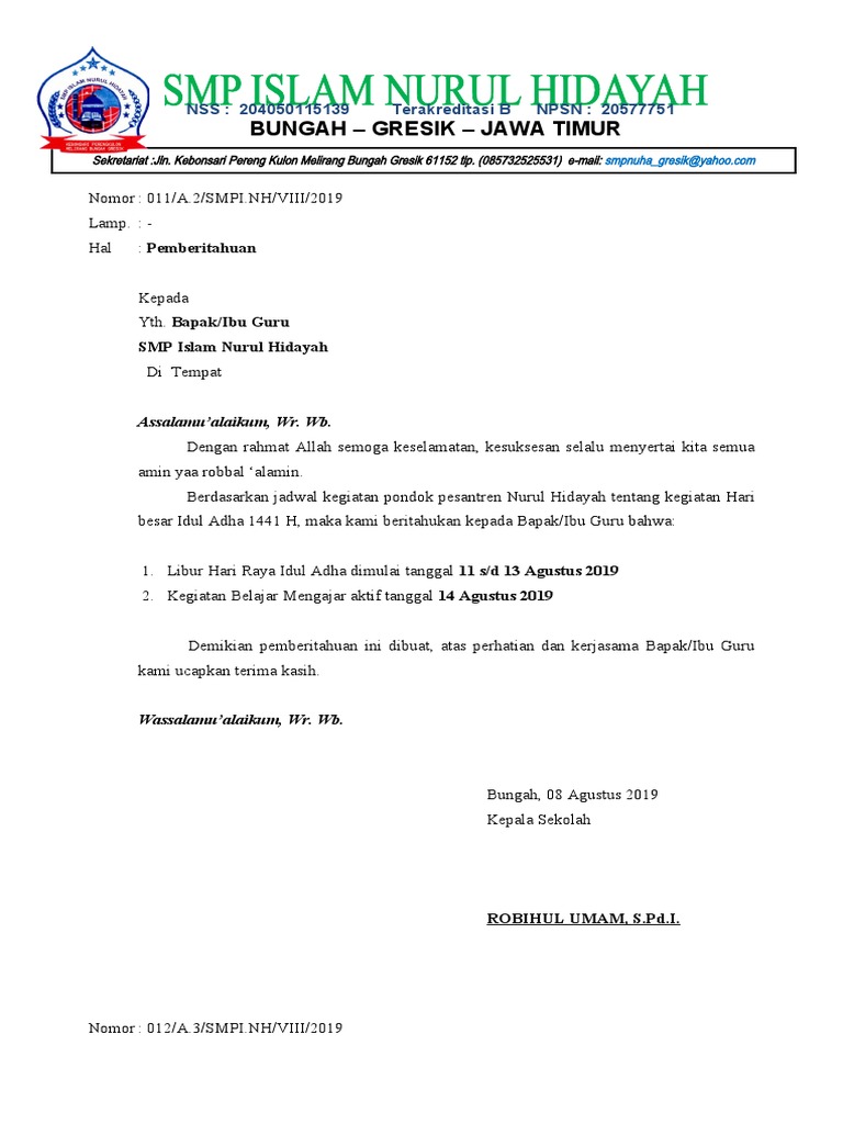 Surat Pem. Wali Murid | PDF