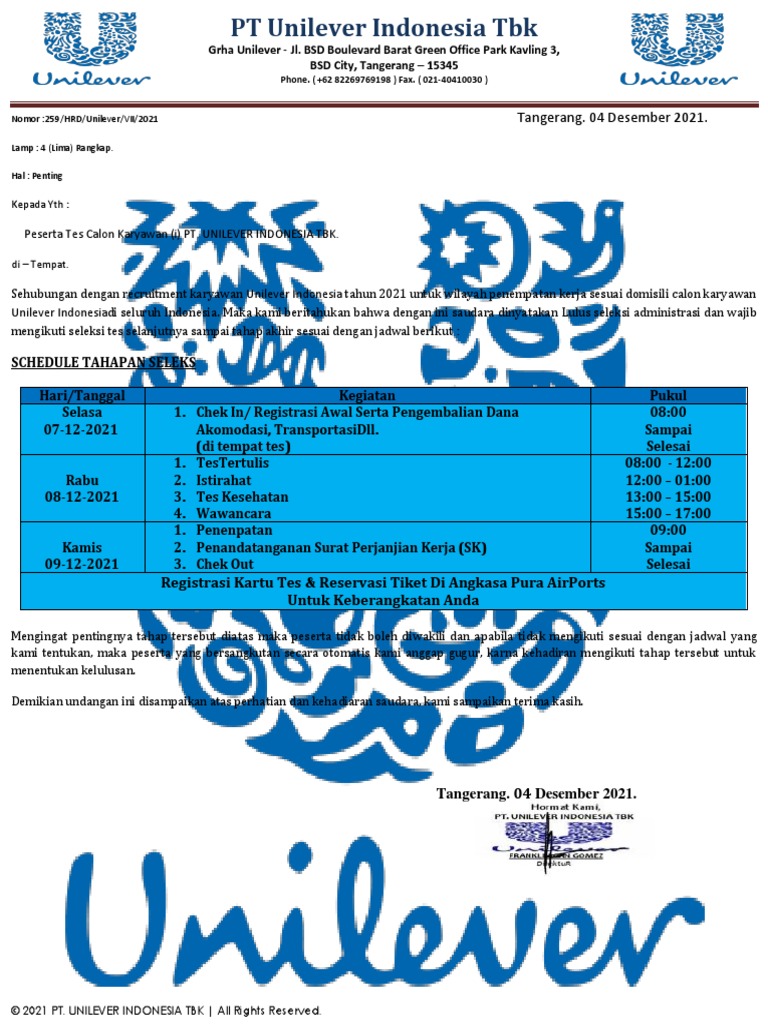 PT Unilever Indonesia Tbk. Tangerang | PDF