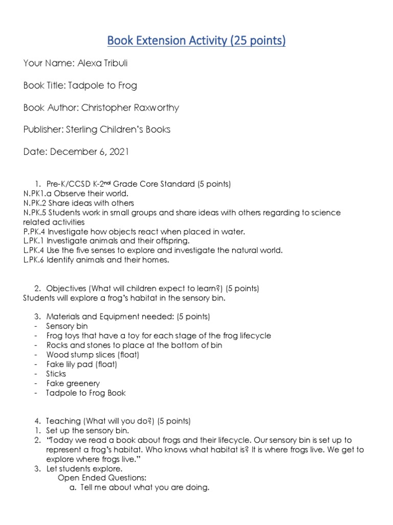 Book Extension Activity Informational | PDF