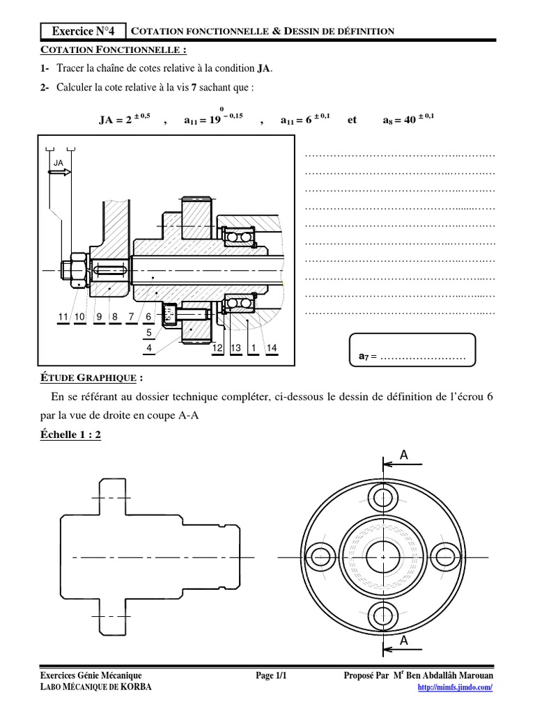 Série D'exercices N°4 - Technologie - Cotation Fonctionnelle & Dessin ...