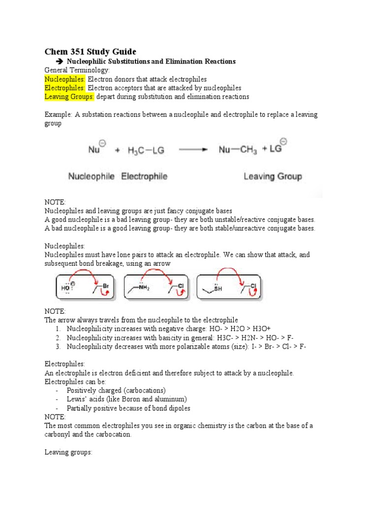 Chem 351 Study Guide | PDF | Chemical Reactions | Alkene