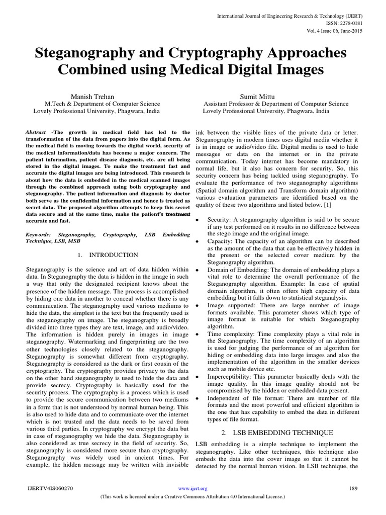 Steganography and Cryptography Approaches Combined Using Medical ...