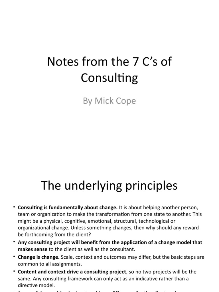 7 Cs of Consulting | PDF | Career & Growth