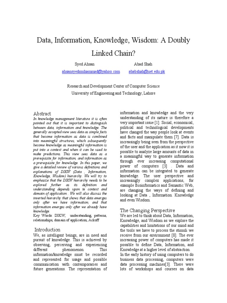 Data Information Knowledge Wisdom | PDF | Information | Data