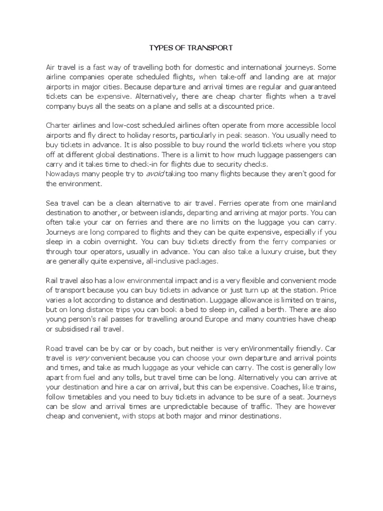 Types of Transport | PDF | Transport | Airlines