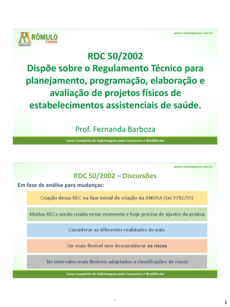 RDC 50/2002: Normas para Projetos de Saúde | PDF | Unidade de Tratamento Intensivo (UTI ...