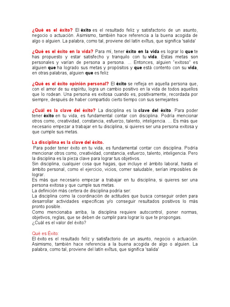 Claves y Definición del Éxito Personal | PDF | Aprendizaje | Autoestima
