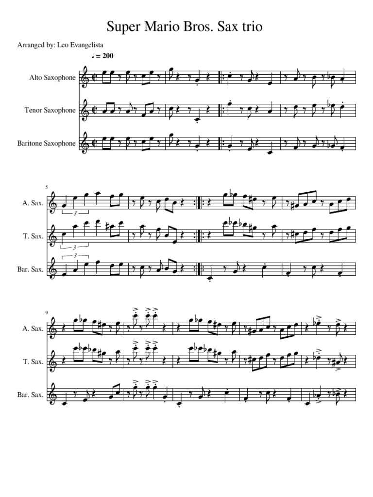 Super Mario Bros Sax Trio | PDF