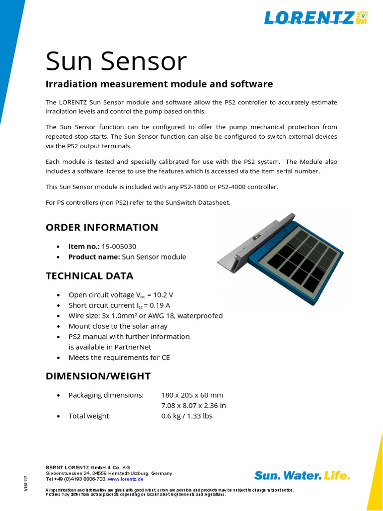 18 - Lorentz - Sunsensor - EN | PDF