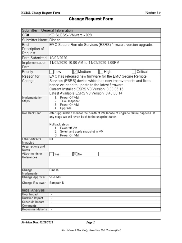 GSS Server Change Request - 29-JAN-2020 | PDF | Technology & Engineering