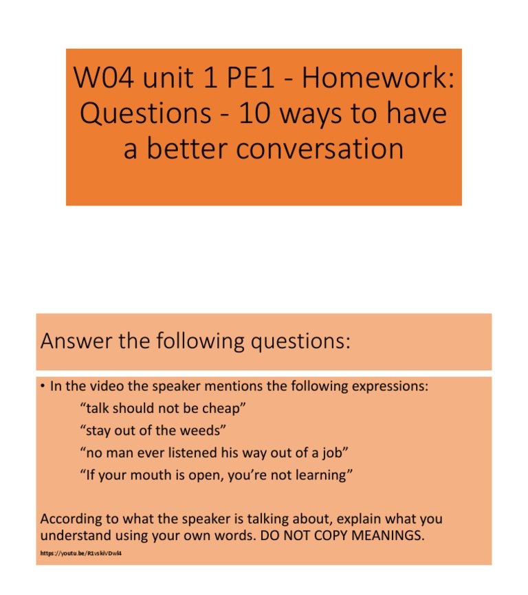 W04 Unit 1 PE1 - Homework Questions - 10 Ways To Have A Better ...