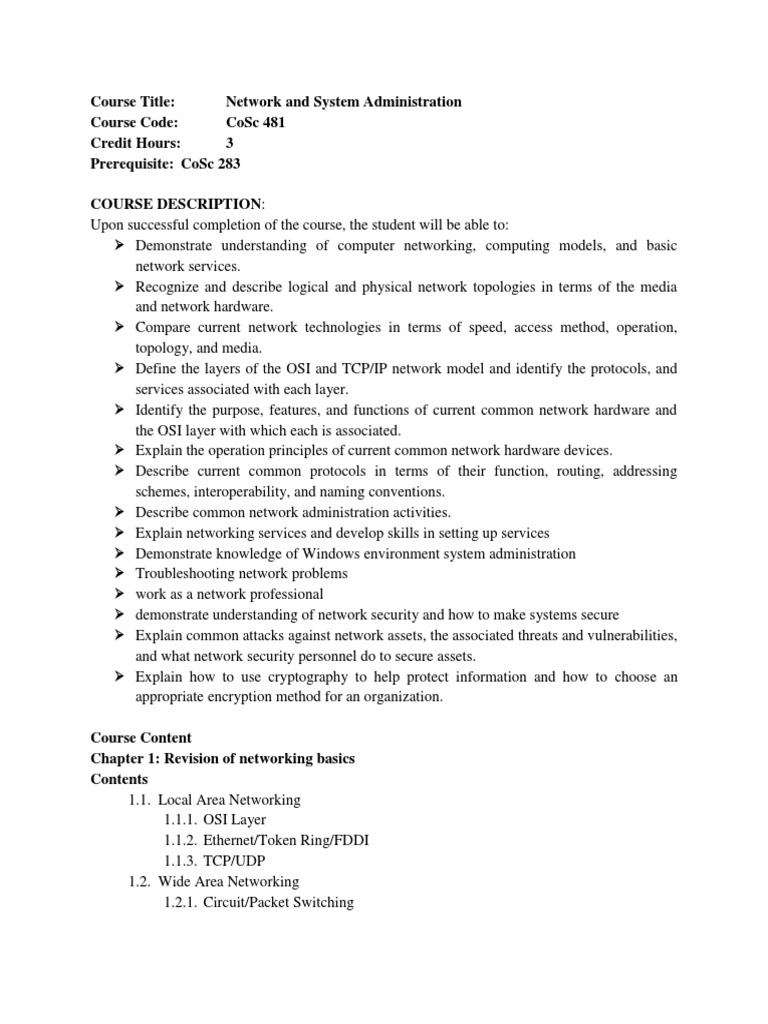 Network And System Administration 2 Pdf Computer Network Transport Layer Security