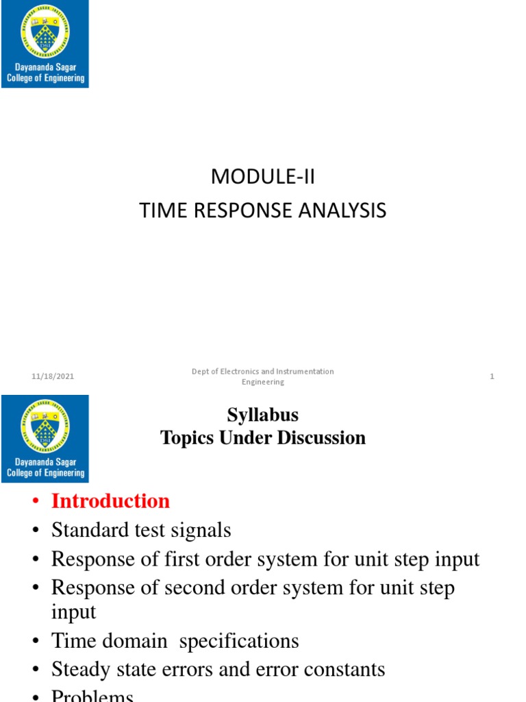 Time Response Analysis 1 Pdf Control Theory Electrical Network