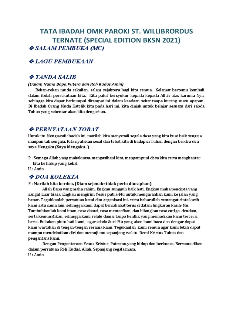 Tata Ibadah Omk | PDF