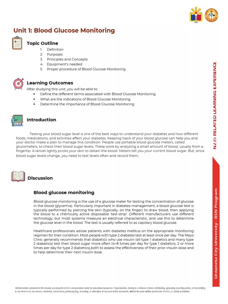 Blood Glucose Monitoring Guide | PDF | Hyperglycemia | Hypoglycemia