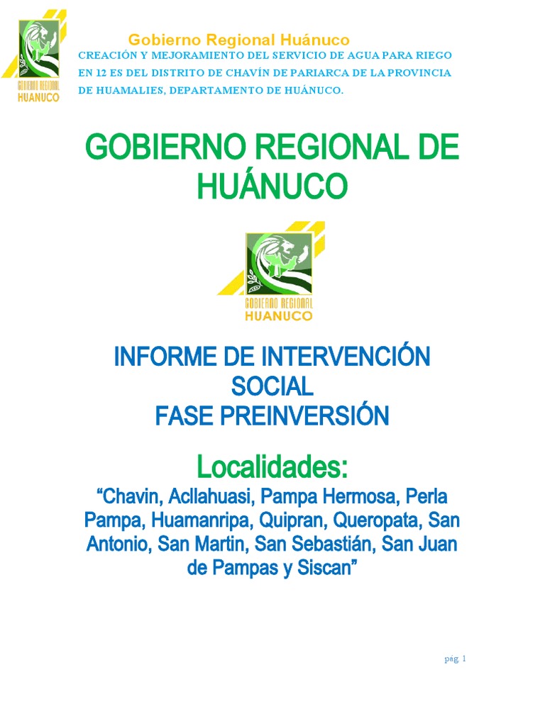 Informe Social Chavin | PDF | Riego | Información