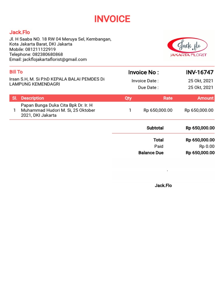 Invoice INV 16747 | PDF