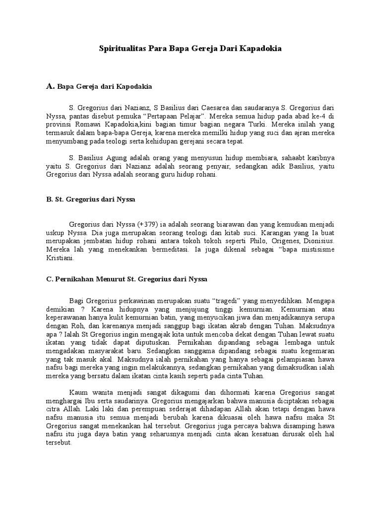 Spiritualitas para Bapa Gereja Dari Kapadokia | PDF