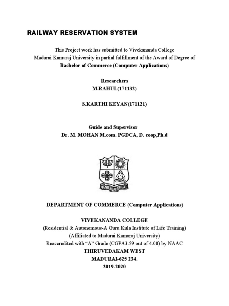 Railway Reservation System | PDF | Academic Degree | Computing