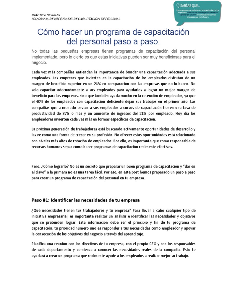 Guía para Crear un Programa de Capacitación | PDF | Aprendizaje ...