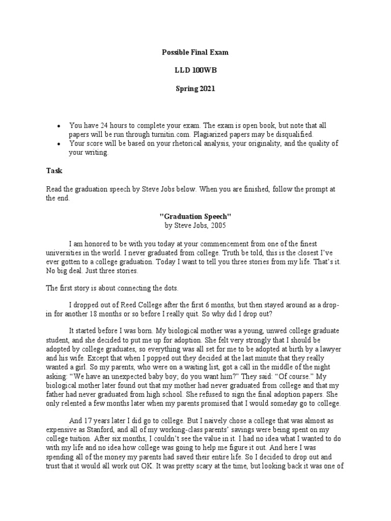 Steve Jobs' Graduation Speech Analysis | PDF | Typefaces | Typography