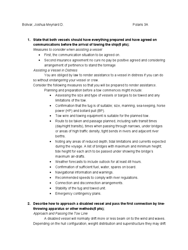 Vessel Towing Preparation Guide | PDF | Windward And Leeward | Ships